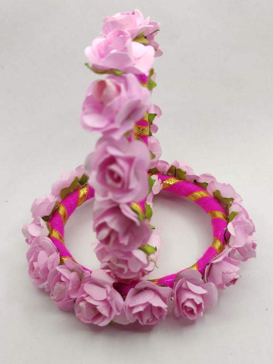 A2 Fashion Handmade Pink Floral Bangle Set For Women And Girls/Haldi M ...